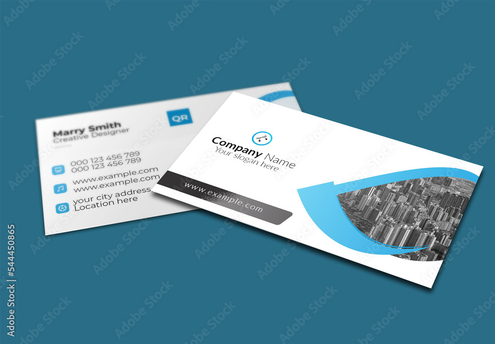 Cyan Business Card Stock Template | Adobe Stock