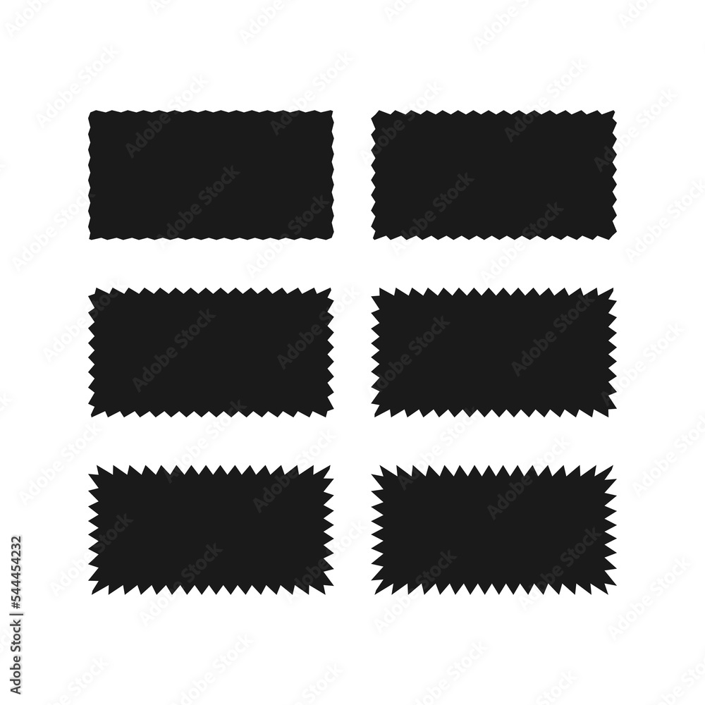 Zigzag Edge Rectangle Shapes Icon Set Stock Vector | Adobe Stock