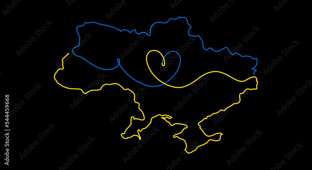 Peace to Ukraine concept with heart and Ukraine map. Support Ukraine ...