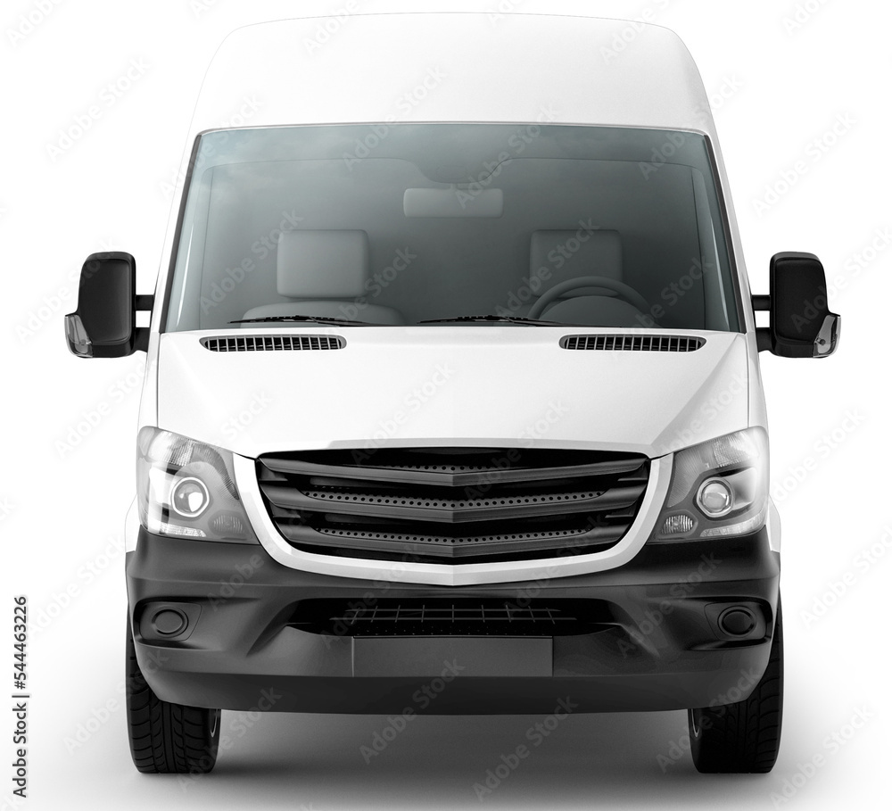 white delivery van front view on isolated empty background for mockup Stock Photo | Adobe Stock