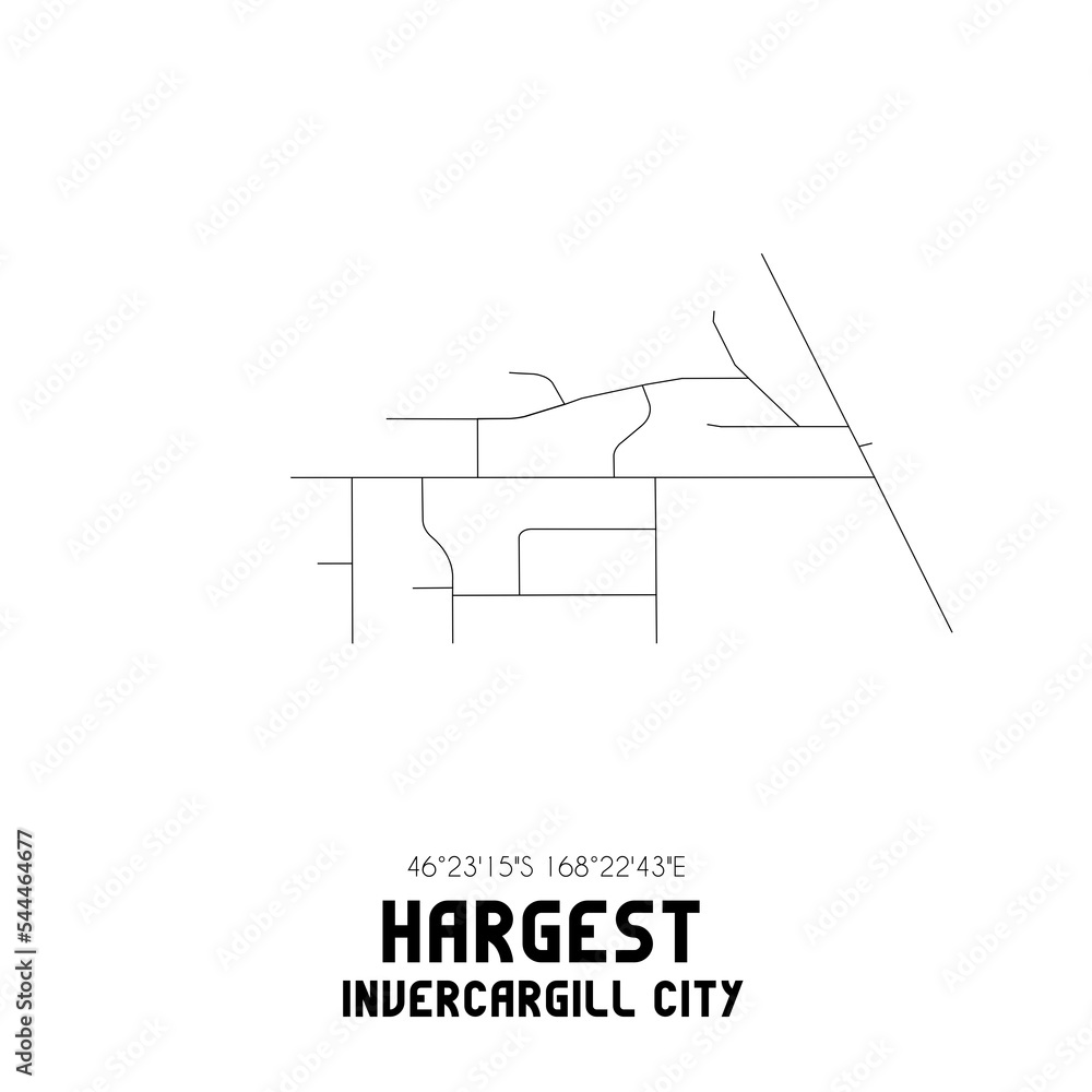 Hargest, Invercargill City, New Zealand. Minimalistic road map with ...