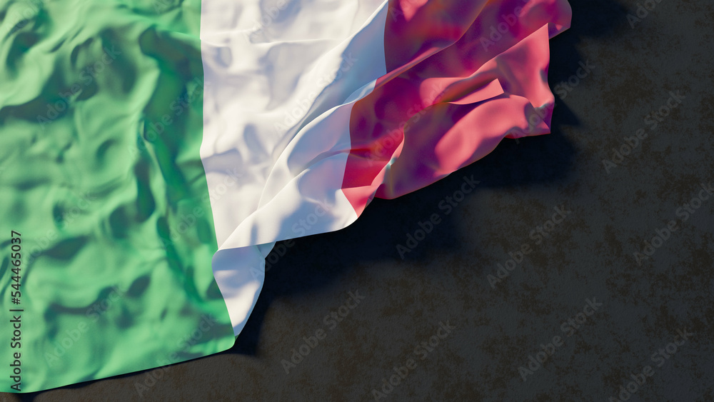 Flag of Italy with beautiful lighting and colors. Isolated with dark ...