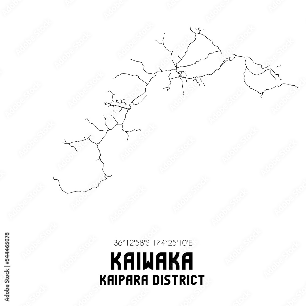 Kaiwaka, Kaipara District, New Zealand. Minimalistic road map with ...