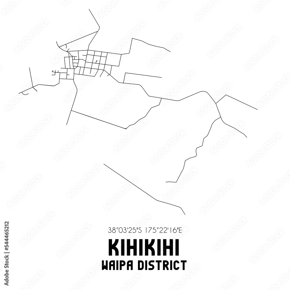 Kihikihi, Waipa District, New Zealand. Minimalistic road map with black ... Kihikihi, Waipa District, New Zealand. Minimalistic road map with black ...