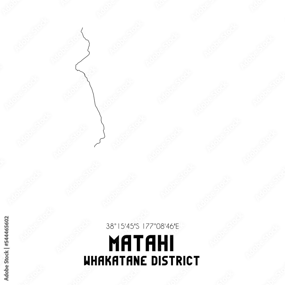 Matahi, Whakatane District, New Zealand. Minimalistic road map with ...