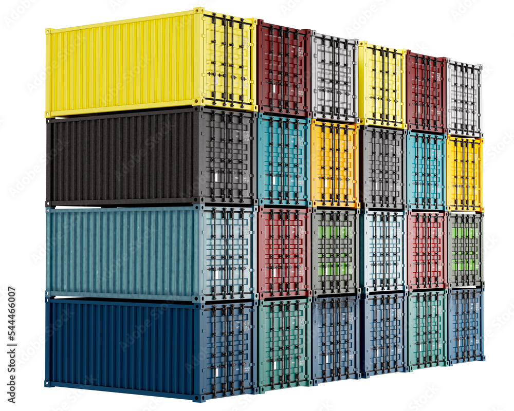 Metal sea containers. Cargo steel boxes on top of each other. Sea ...