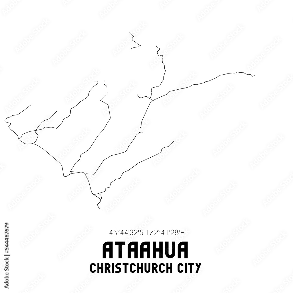 Ataahua, Christchurch City, New Zealand. Minimalistic road map with ...
