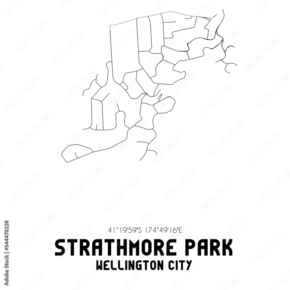 Strathmore Park, Wellington City, New Zealand. Minimalistic road map ...