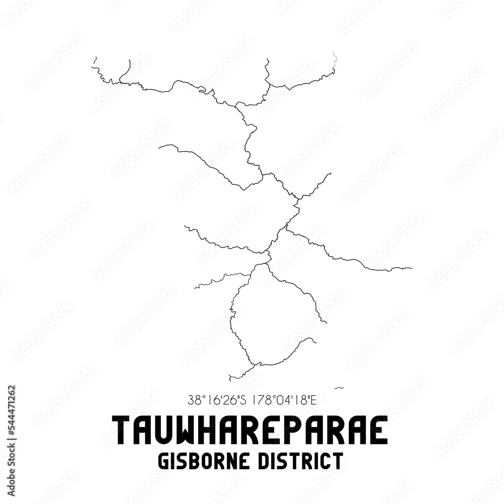 Tauwhareparae, Gisborne District, New Zealand. Minimalistic road map ...