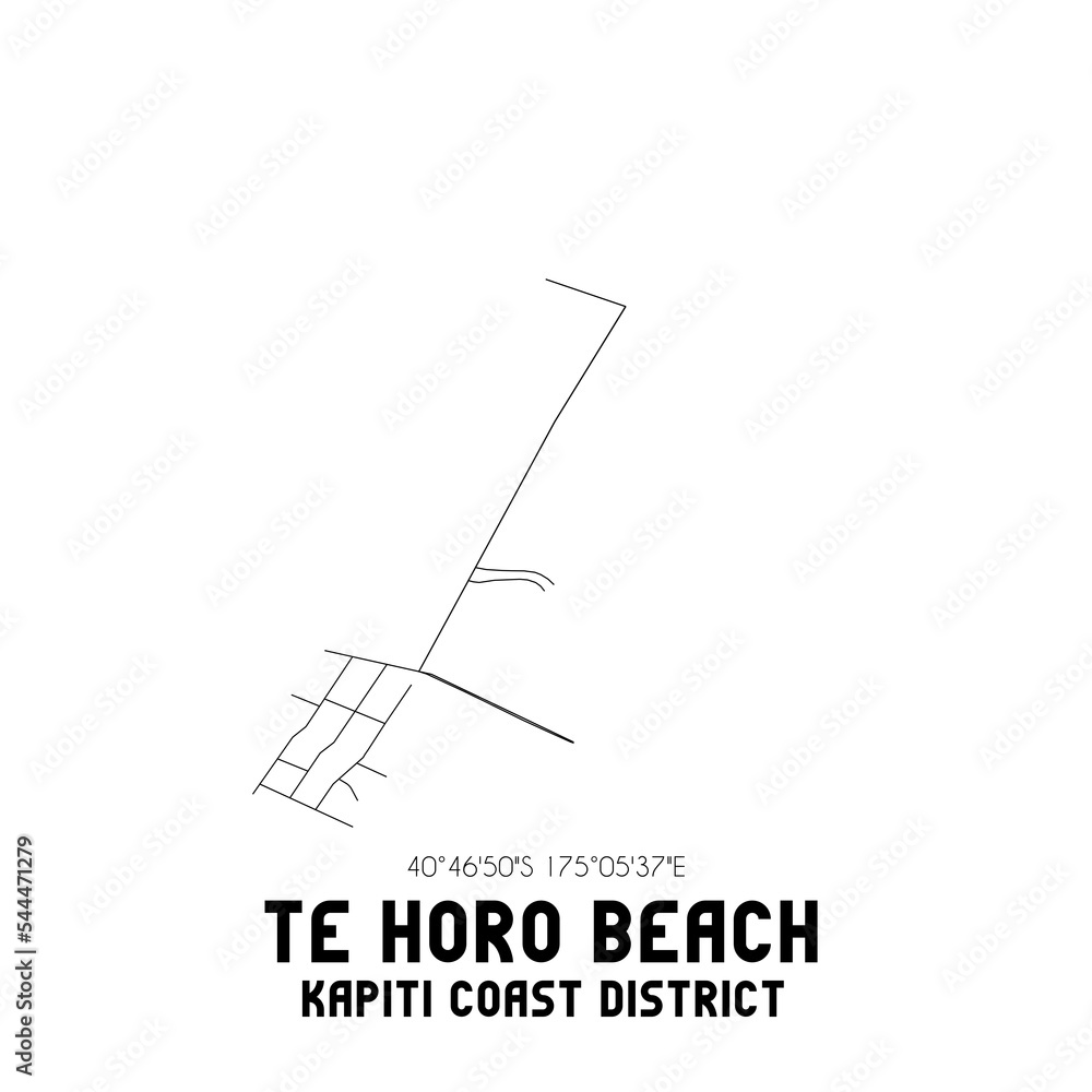 Te Horo Beach, Kapiti Coast District, New Zealand. Minimalistic road ...