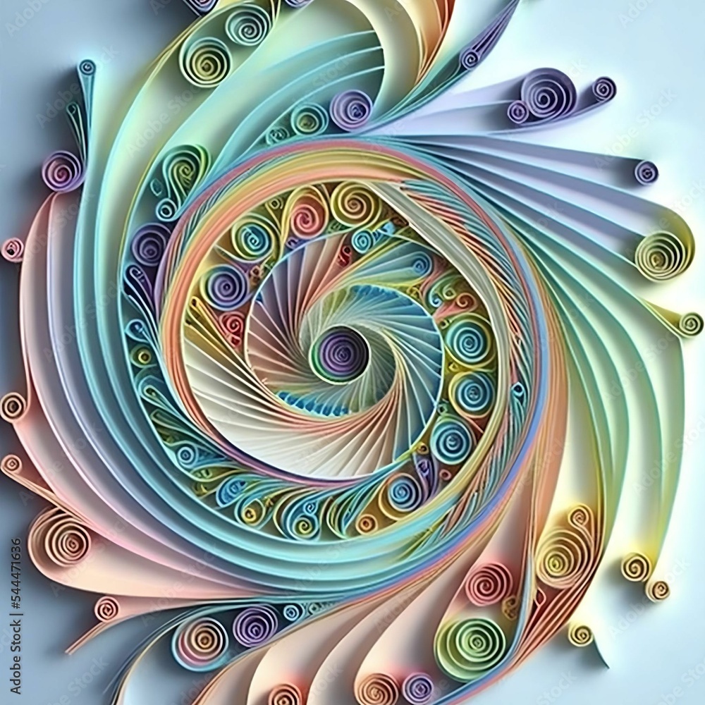 Magical Swirling Paper Quilling Illustration in Pastel Colors | Created ...