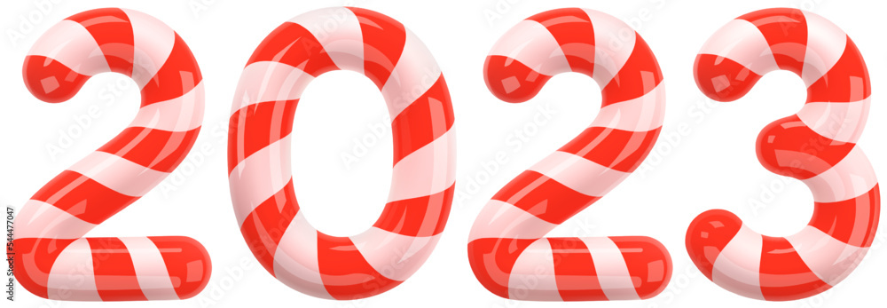 2023 White Numbers with Red Ribbon Wrapping. Merry Christmas and Happy ...