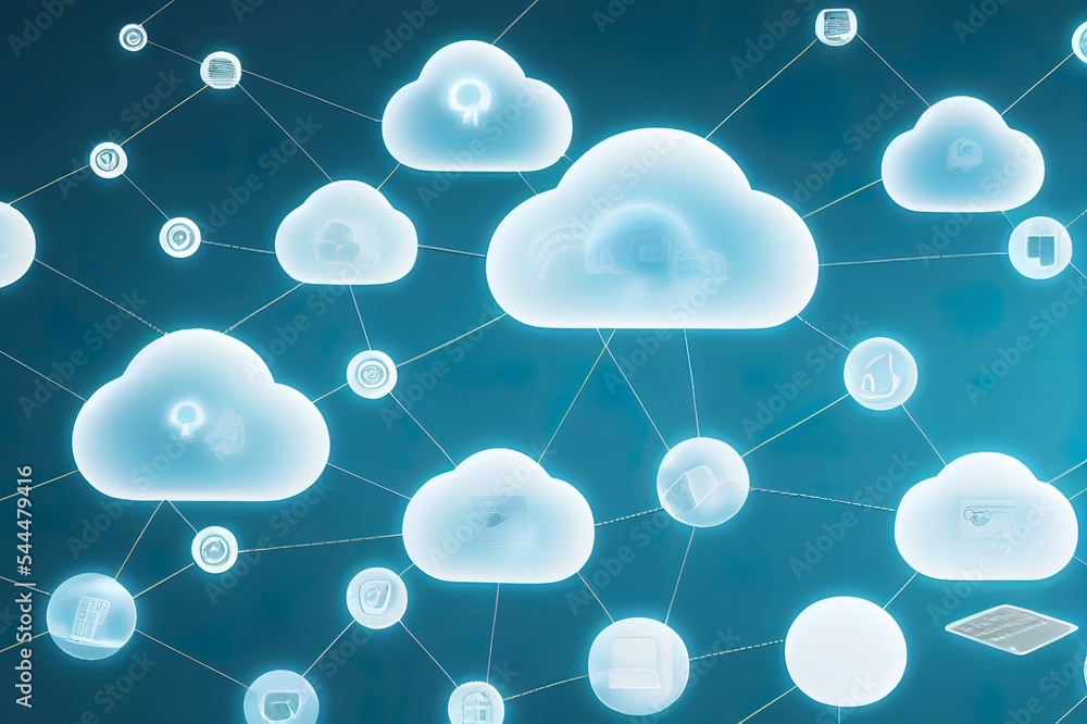 Communications Platform as a Service CPaaS Cloud Communications Concept with Virtual Cloud ...