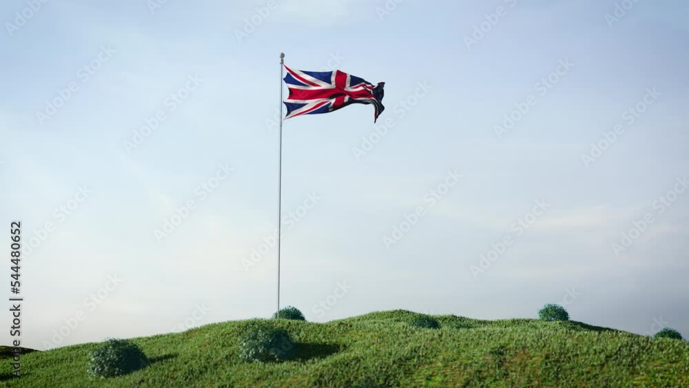 United Kingdom UK flag video waving in the wind on a beautiful ...