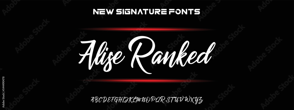 Hand drawn calligraphic vector monoline font. Distress signature ...