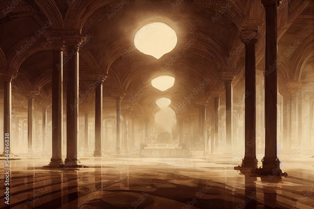 Majestic Palace Hall Interior. Fantasy Backdrop. Concept Art. Realistic ...