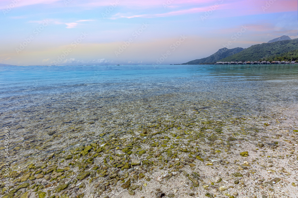 Plage Publique de Temae à Moorea en Polynésie Stock Photo | Adobe Stock