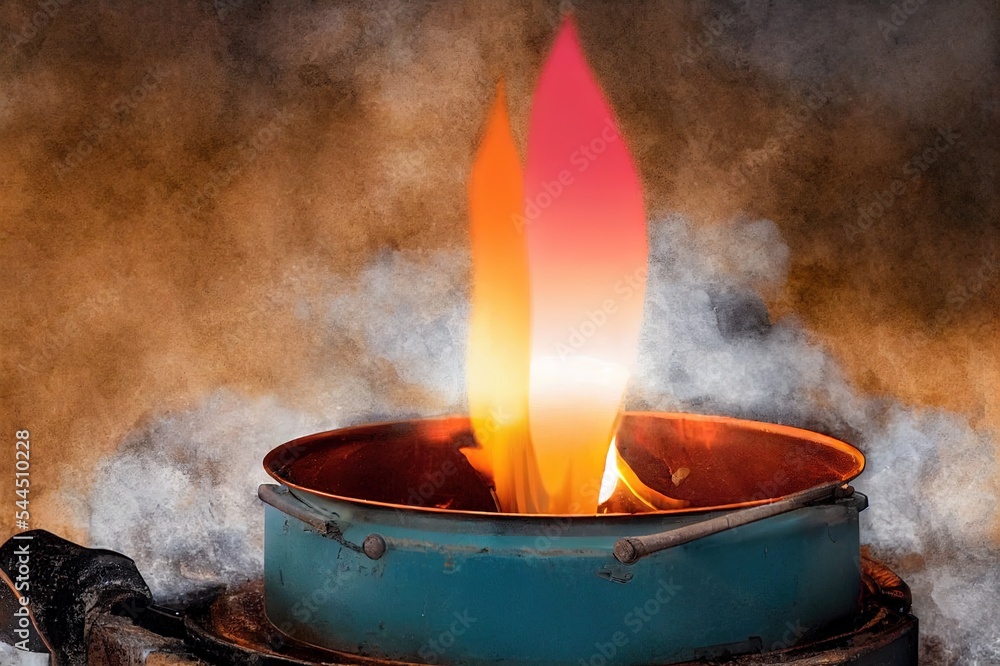 Decreased gas supplies in Italy. A gas stove with a burning flame and ...