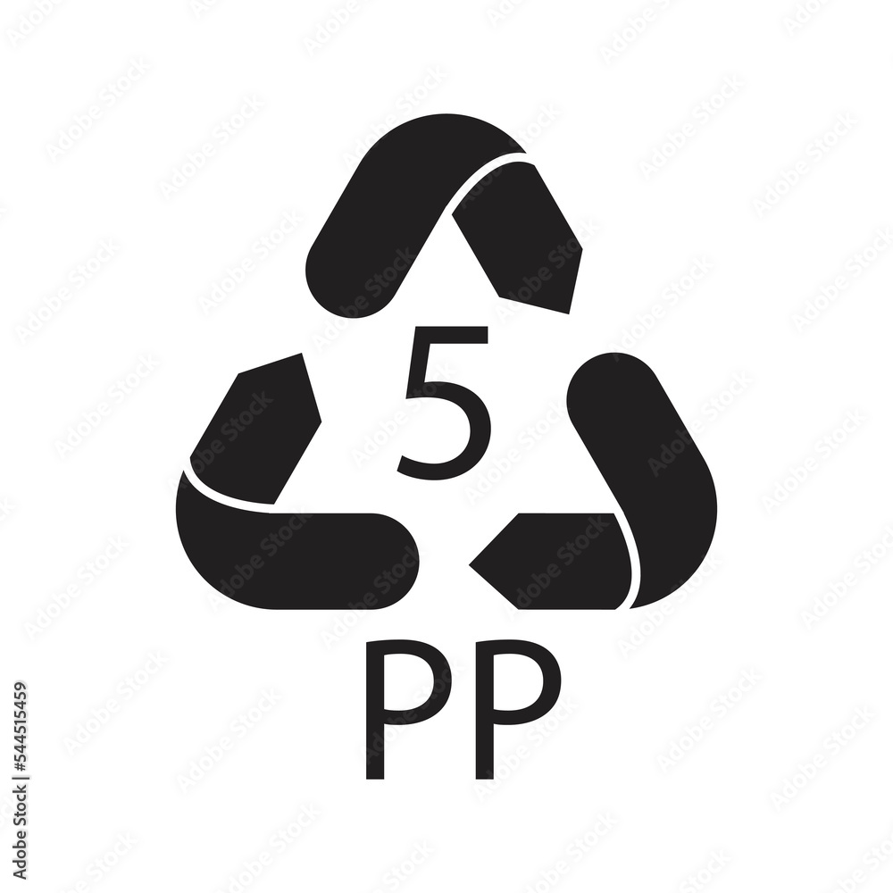PP plastic icon design. Recycle icons with numbers and letter ...