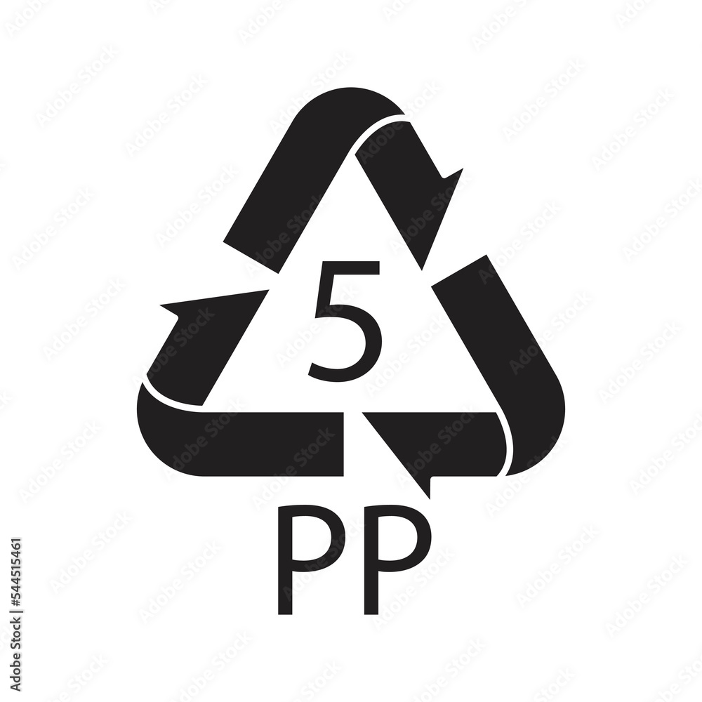 PP plastic icon design. Recycle icons with numbers and letter ...
