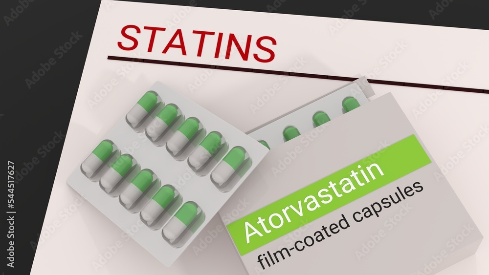 Atorvastatin statin medication receipt used to prevent cardiovascular ...