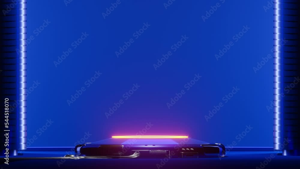 Technology element animation seamless loop. Power podium empty stage in ...