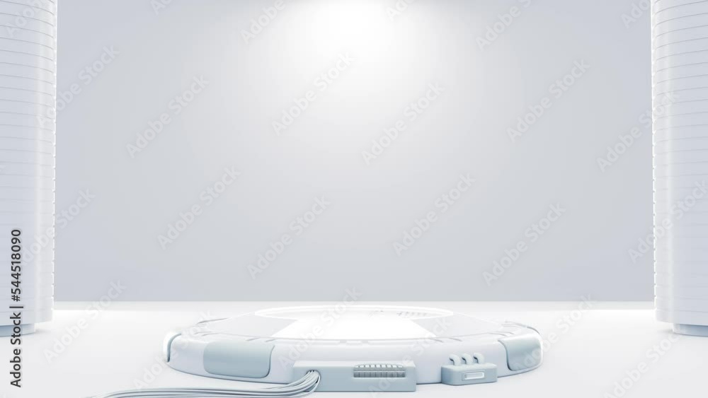 Technology element animation seamless loop. Power podium empty stage in ...