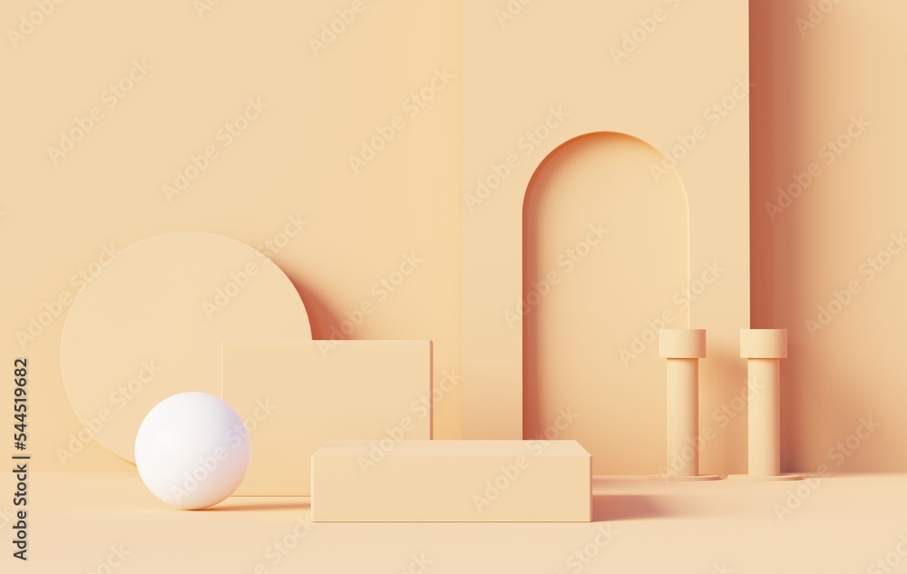 3d render abstract display podium platform for product presentation and ...