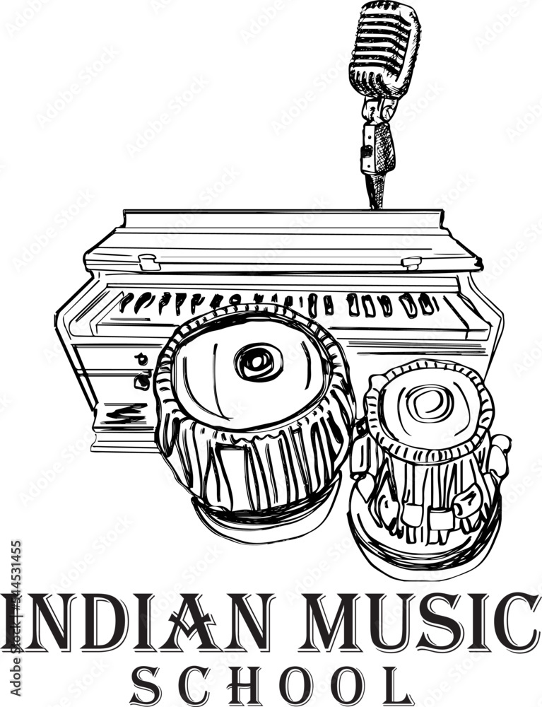Indian music instrument logo, Indian traditional and cultural ...