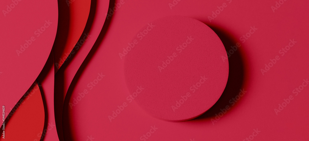 Blank round geometric shape cylinder podium platform on paper cut ...