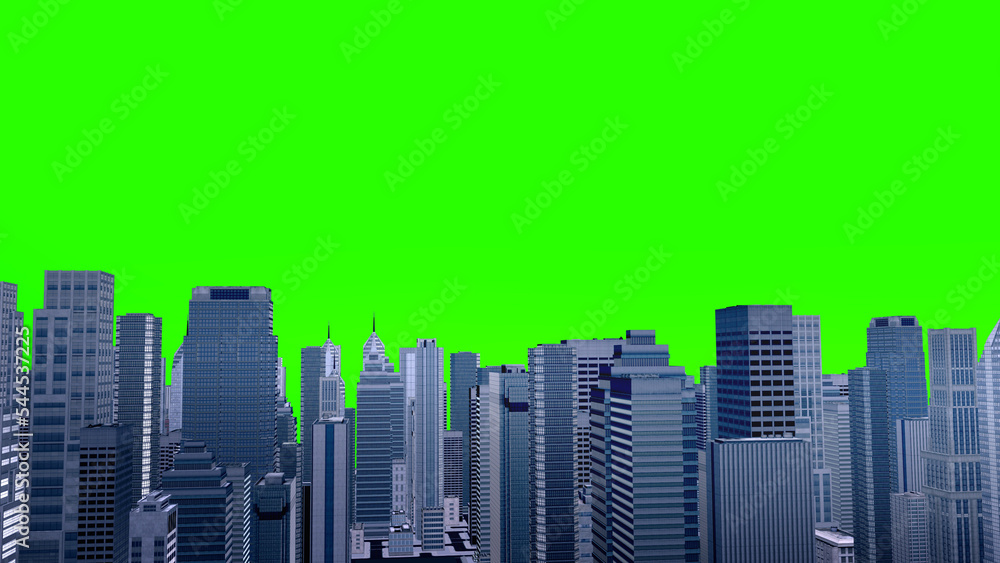 Aerial view of skyscrapers and buildings in skyline, day light ...