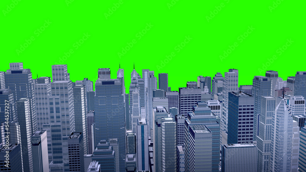 Aerial view of skyscrapers and buildings in skyline, day light ...