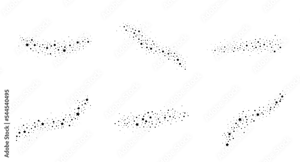 Set of vector magic trail of stardust, line of comets. Shooting stars ...