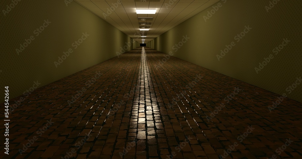 the dark corridor liminal space 3d render Stock Illustration | Adobe Stock