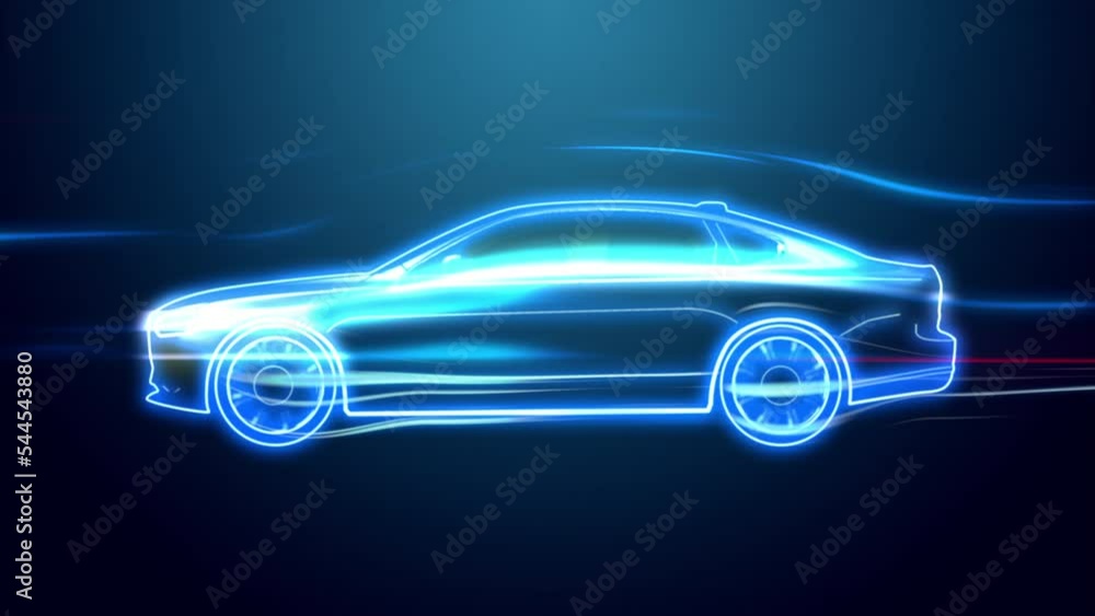 Abstract animation of a futuristic blue formula 1 speed in 4K UHD, cgi ...