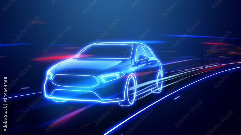 Abstract animation of a futuristic blue formula 1 speed in 4K UHD, cgi ...