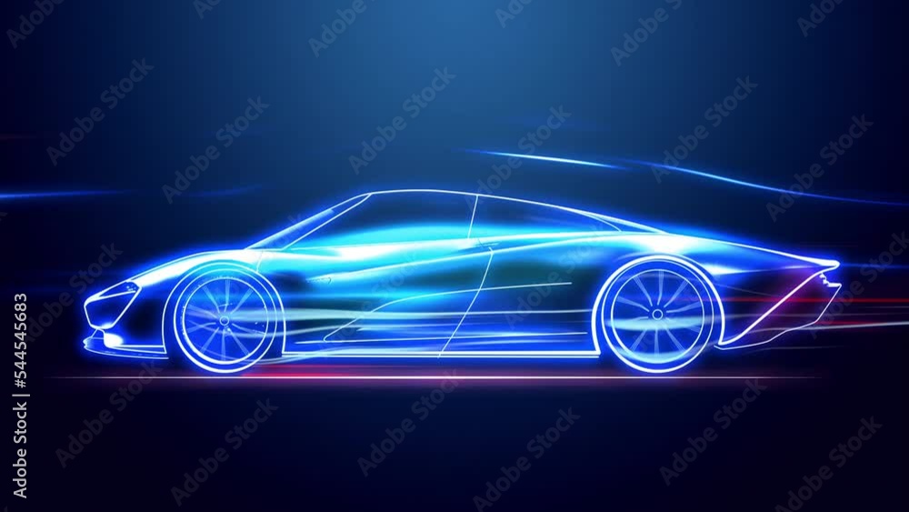 Abstract animation of a futuristic blue formula 1 speed in 4K UHD, cgi ...