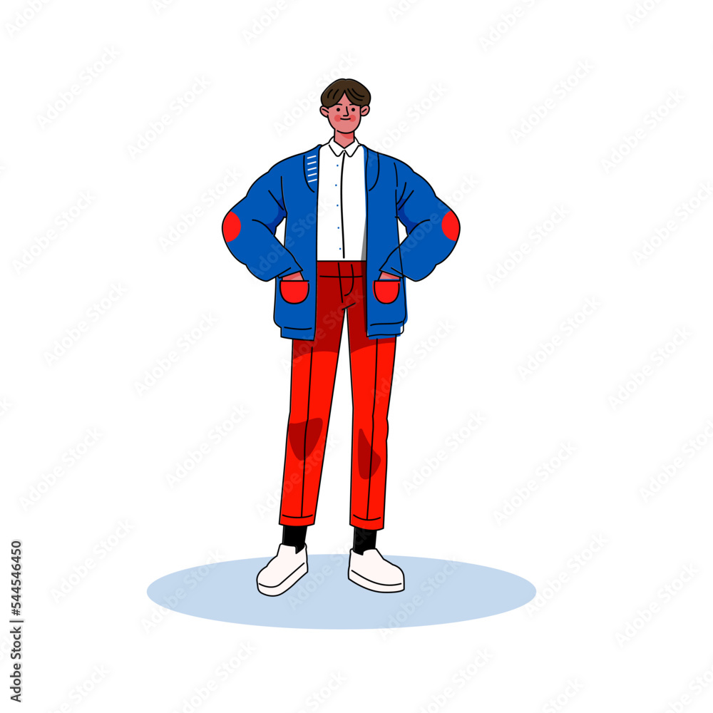 Cute modern person in anime style Trendy vector illstration of human ...
