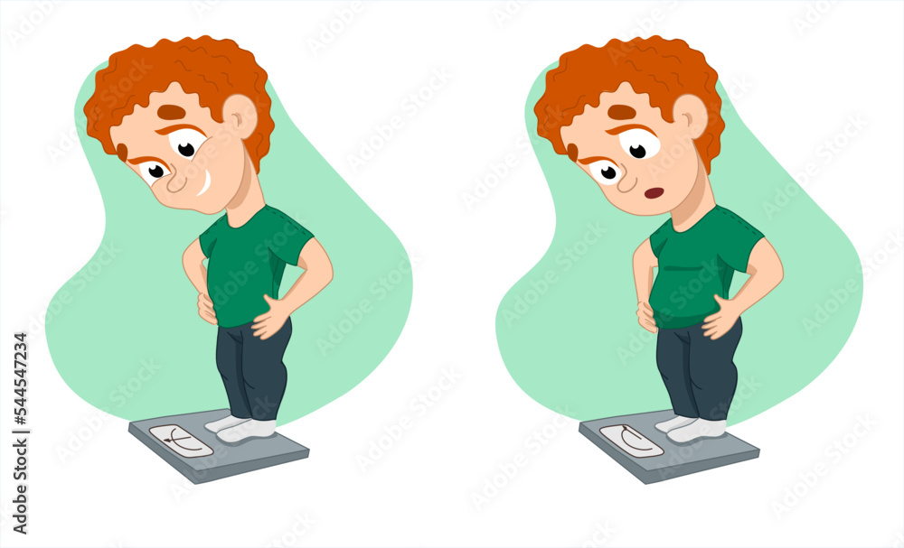 Thin and fat man on a white background. Healthy eating. Healthy ...