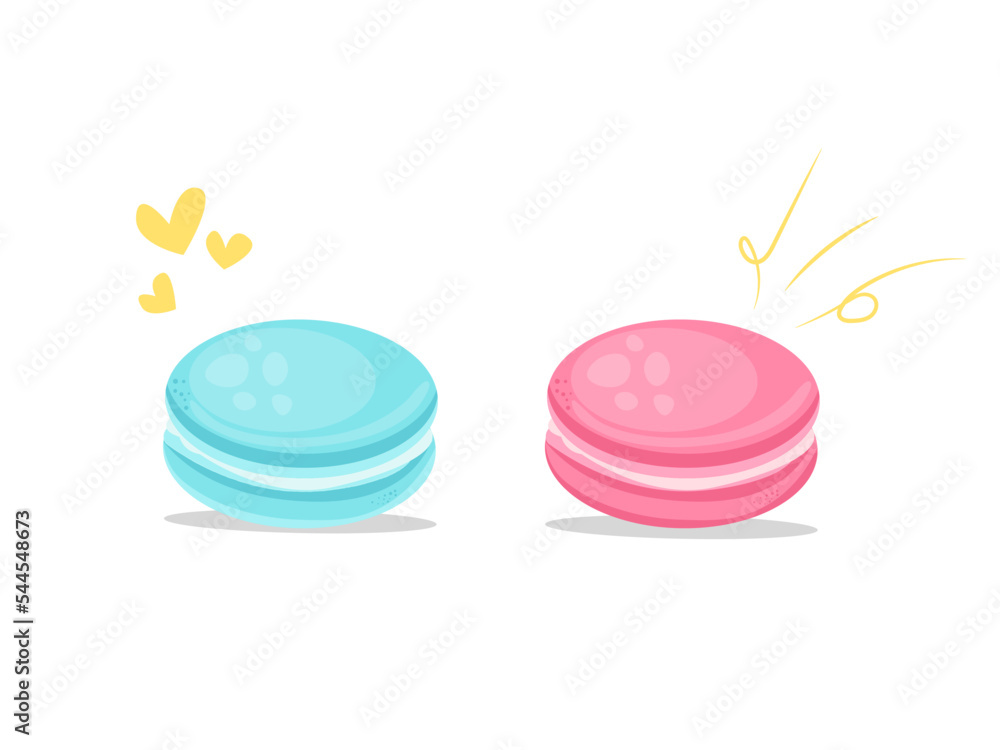 Two Cute Macaron Characters in Love. Hand Drawn Vector Illustration ...