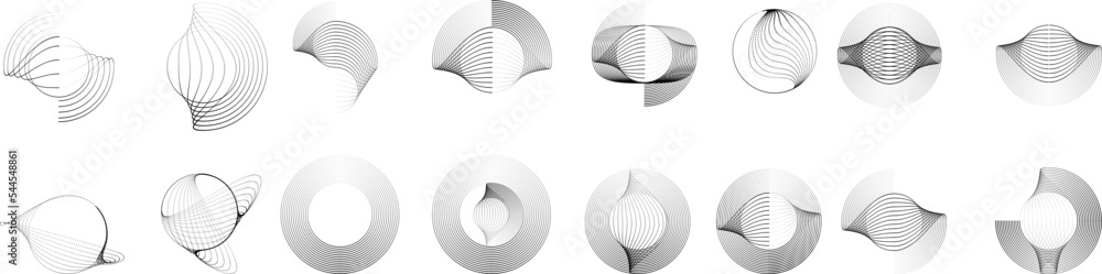 Design elements with circular halftone dots. Vector rotating dotted ...