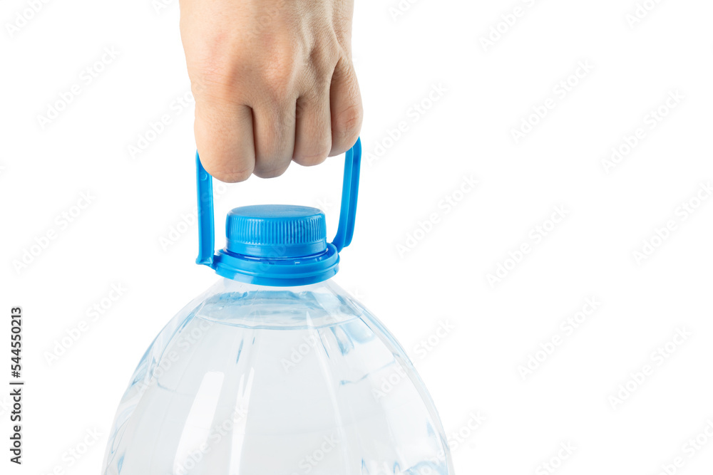 gallon of water in a big bottle in hand, five liter, water delivery ...