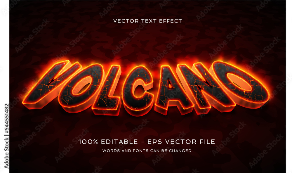 volcano text effect easy editable Stock Vector | Adobe Stock