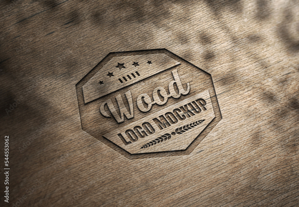 Woodcut Logo Mockup Stock Template | Adobe Stock