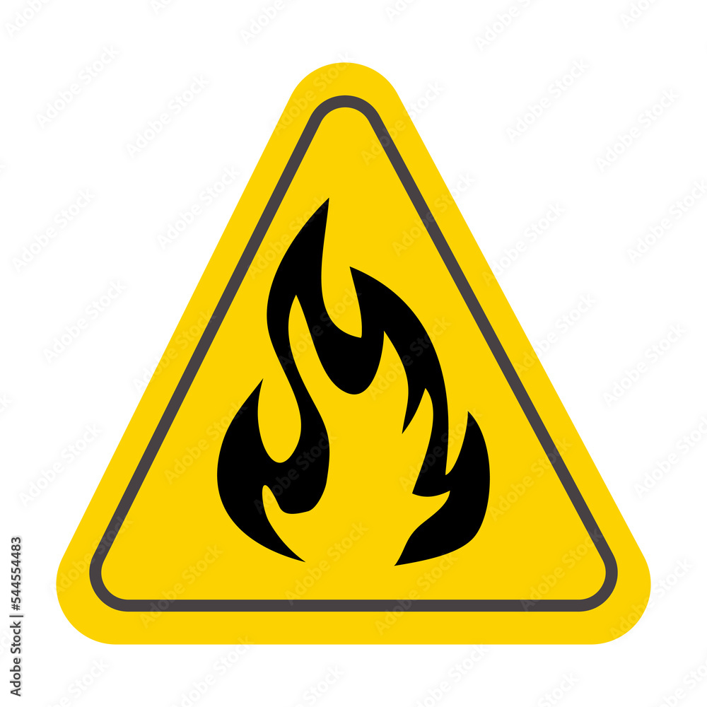 Flammable Liquid, substance yellow triangle symbol, sign isolated on ...