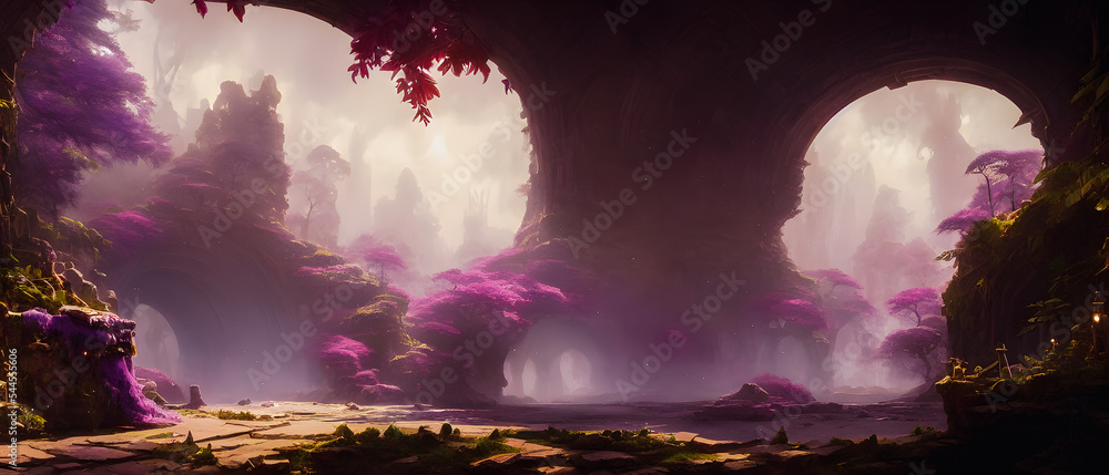 Artistic concept illustration of a portal to the other dimension on ...