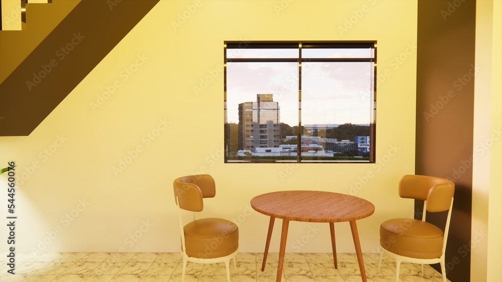 empty wall background in modern cafe, interior coffee shop, restaurant ...