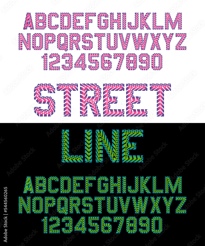 Vetor de Style Line Style Font, Alphabet Letters And Numbers Vector ...
