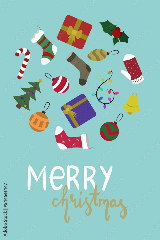 Christmas concept with holiday elements. Vector illustration for cards ...
