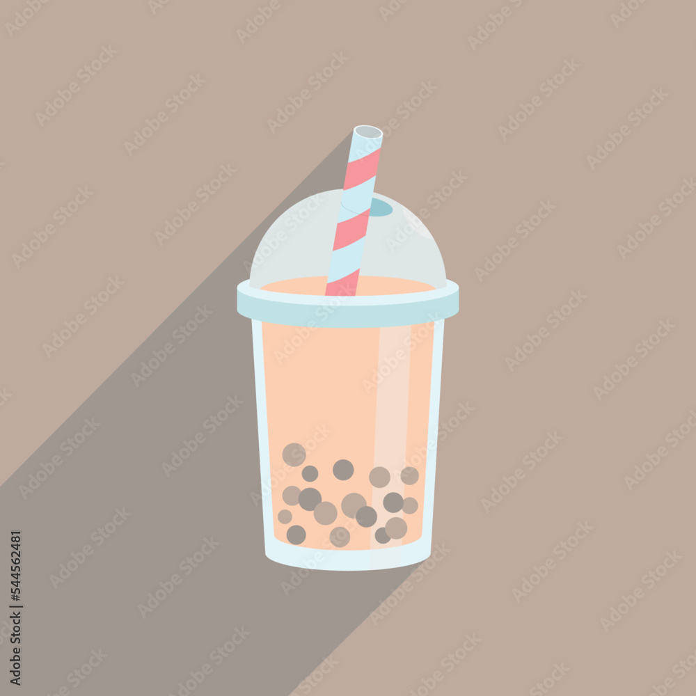 Pearl milk tea on a light brown background. black pearls is Taiwanese ...